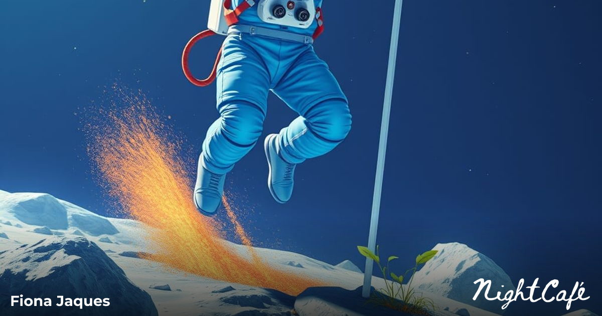 Astronaut Celebrates Moon Landing in Vibrant, Futu... - AI Art