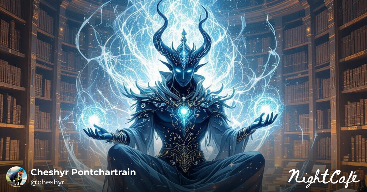 Guardian of Knowledge - Cosmic Djinn in Crystal Library Conc...