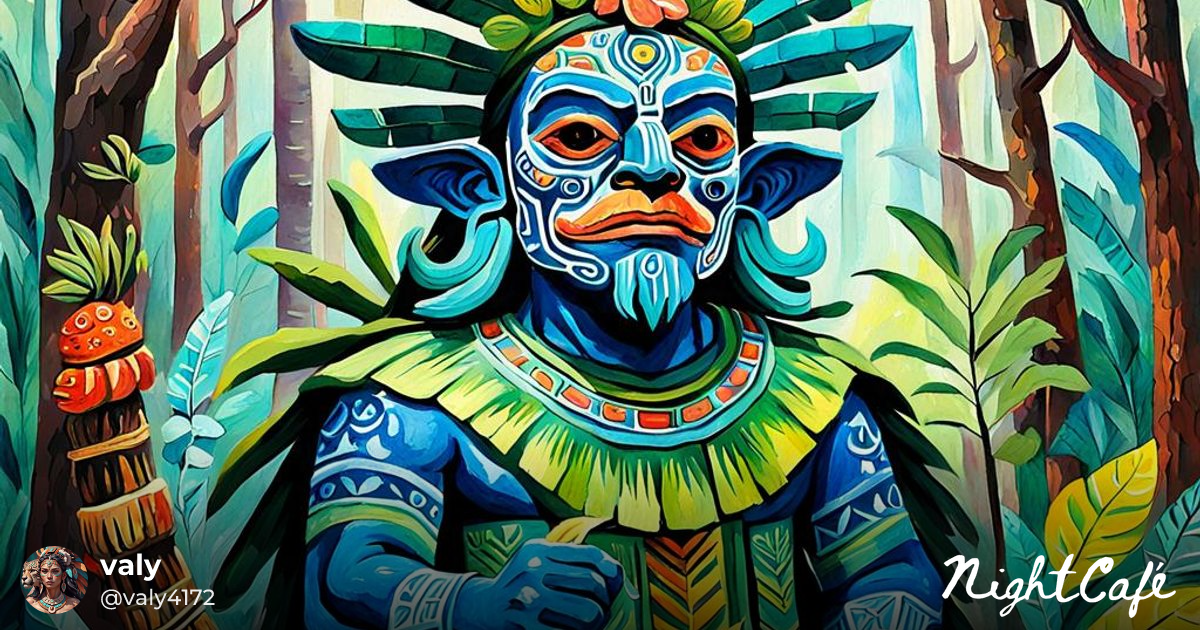 Mexican Forest Gods in Gouache Style - AI Art