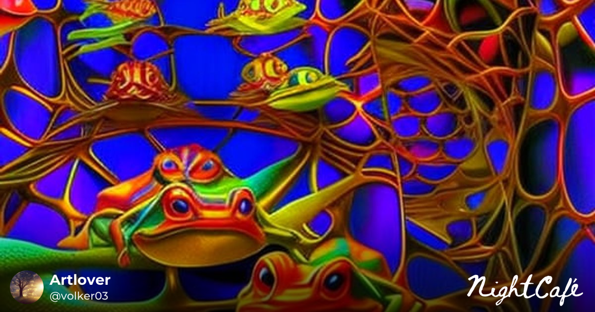 Alien Zoo - Surreal Biopunk Frogs in Dreamlike Oil Painting