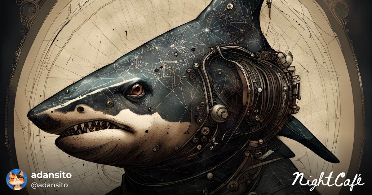 shark steampunk - Steampunk Shark Portrait with Copper Filig...