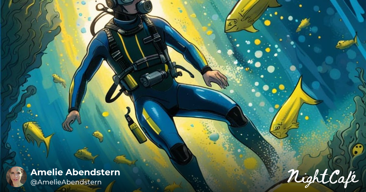 Underwater Scuba Diver in Comic Book Art Style - AI Art