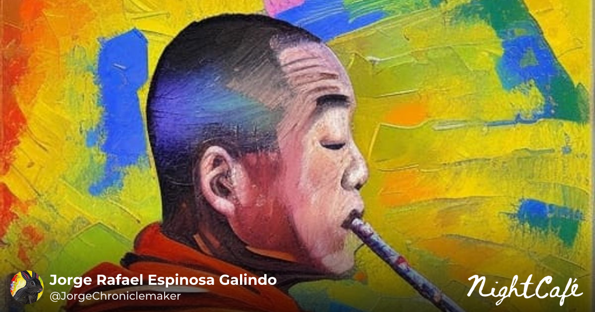 Monk playing his flute - Shinto Monk Playing Flute in Expres...