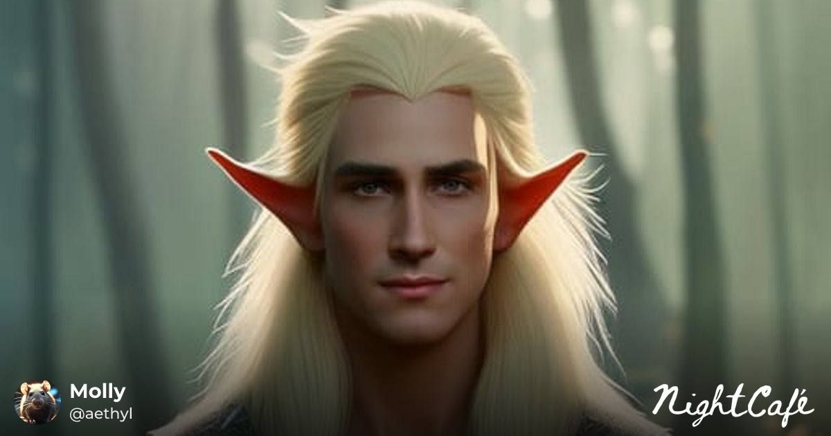 Silvan Elf - Smiling Elf Portrait in Watercolor Style