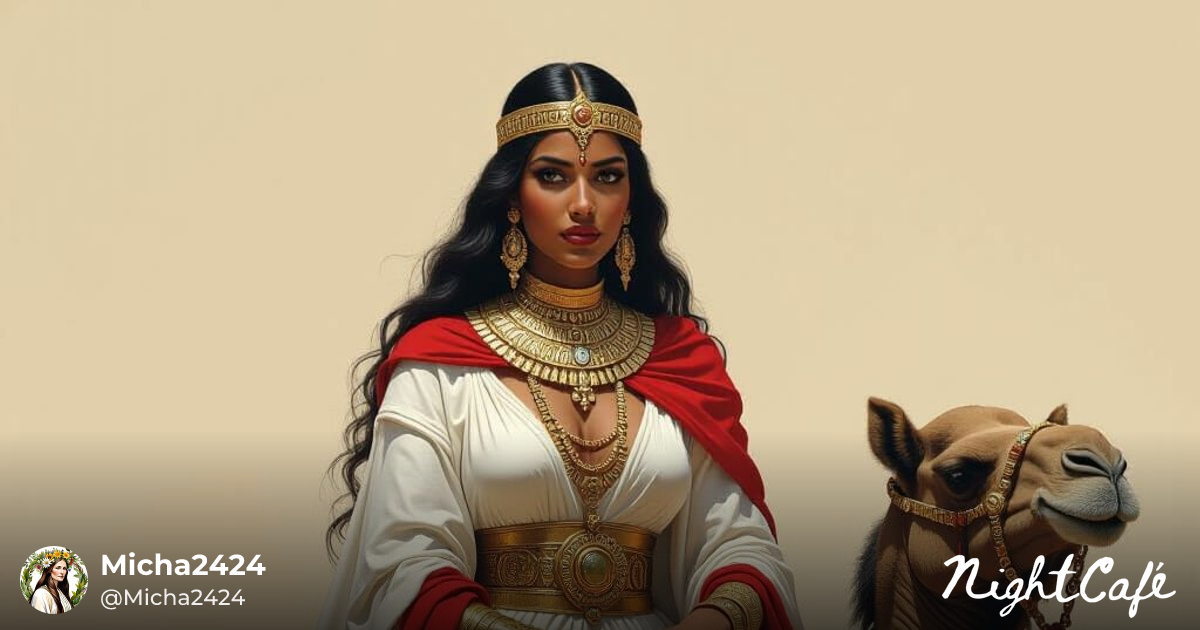 Sumerian Queen on Camel in Futuristic Mystical Sty... - AI Art