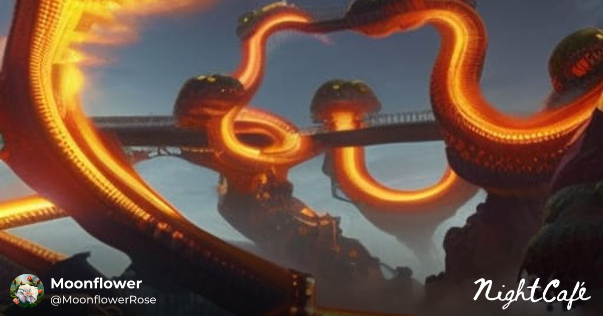 Fiery Roller Coaster Fantasy Concept Art - AI Art