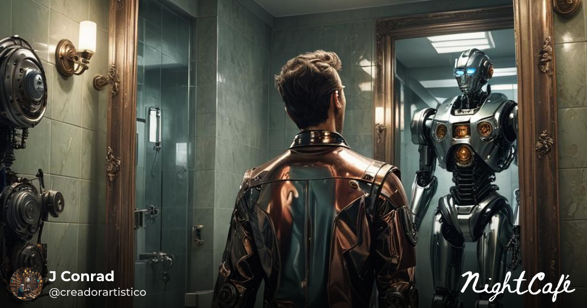 Robot Reflection: A Detailed Matte Painting of Sur... - AI Art