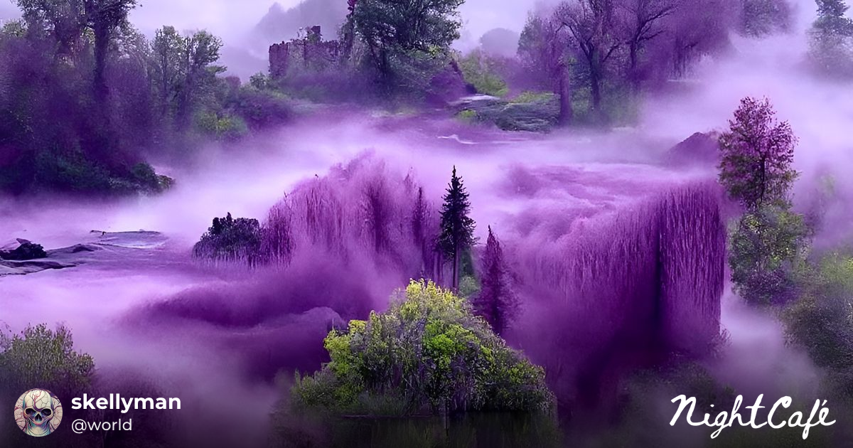 Dreamscape #4 - Purple Mist Castle River Landscape, Hyperrea...