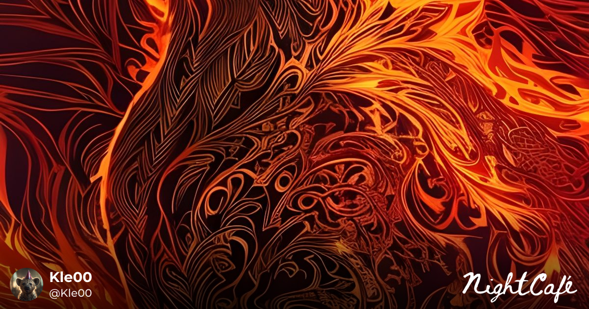 HellHound - Flaming Hound Portrait with Golden Outline