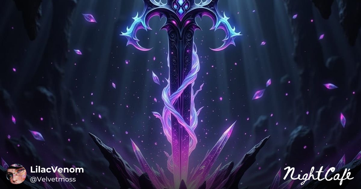 Mystical Black Elemental Void Sword in Ethereal Dr... - AI Art