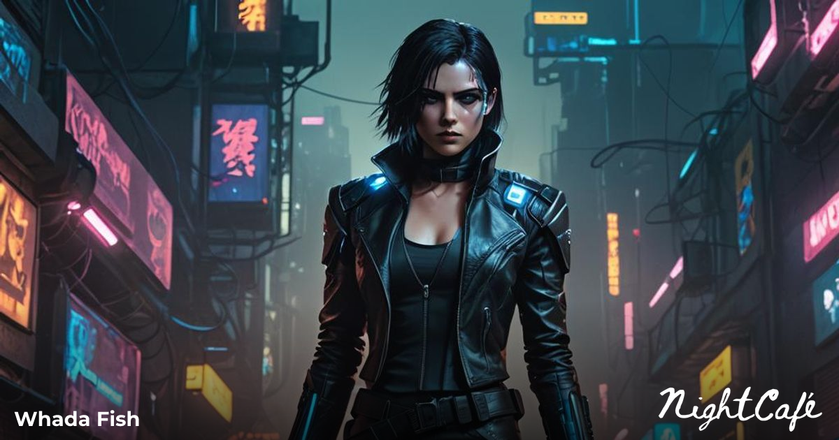 Selene from Underworld in Cyberpunk Fighting Stanc... - AI Art