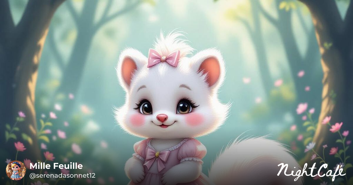 Baby Skunk Outcast - Whimsical Pink Skunk in Enchanted Fore...