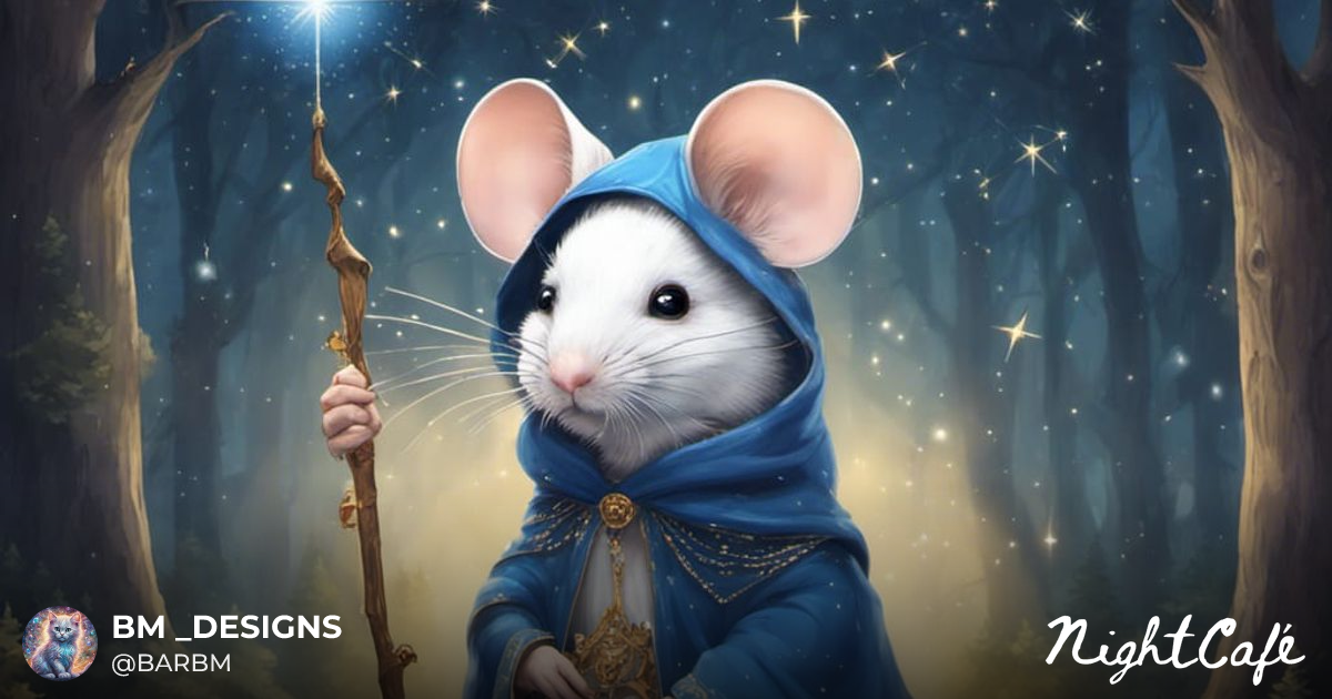 Mouse Adventurer in Starry Forest: Fantasy Concept... - AI Art