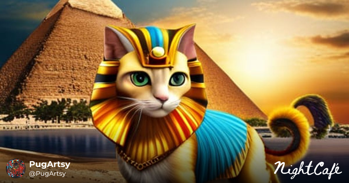 Cute Sphinx - Golden Sphinx Kitten in Ancient Egypt Style