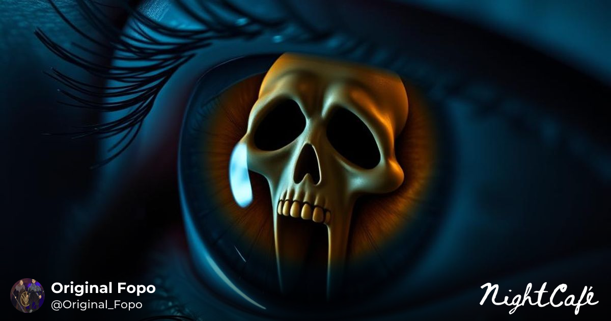 Scary sight - Striking Blue Eye Reflects Distorted Scream Ma...