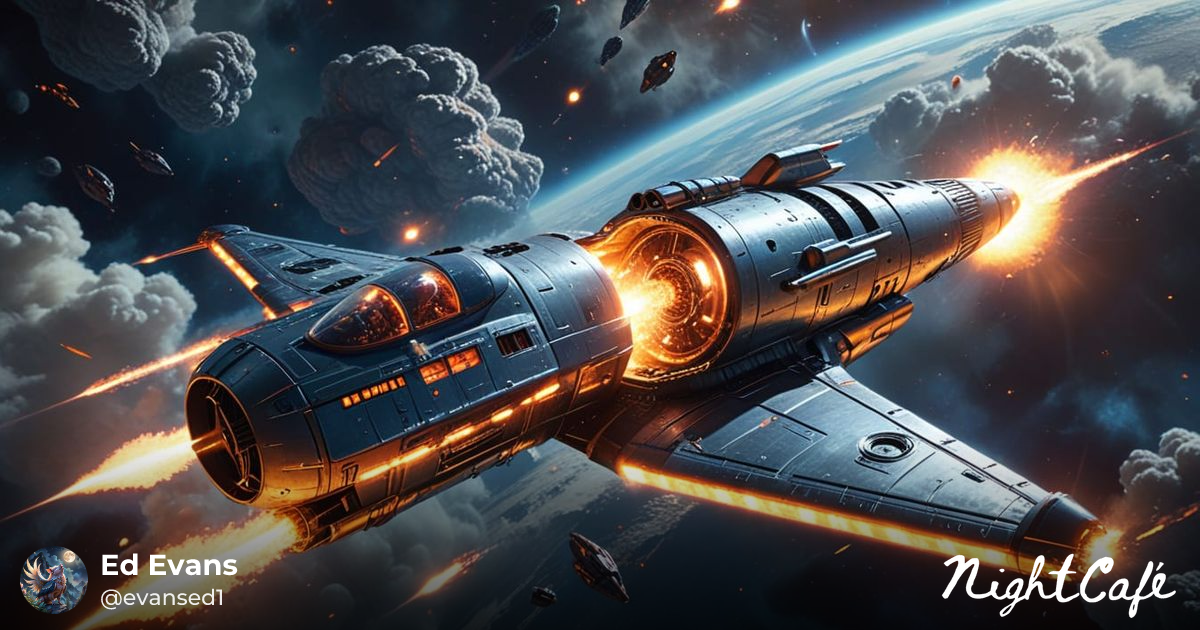 Retro-Futuristic Rocket Ascends from Orbit in Sci-... - AI Art