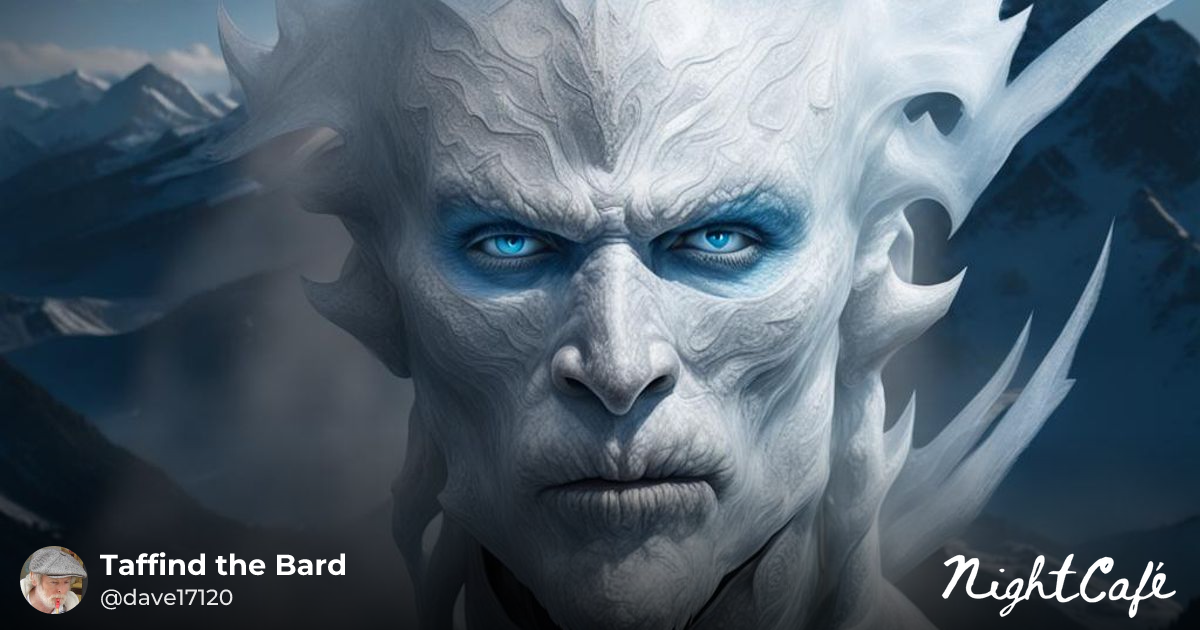 Sinister Ice Warrior with Blue Eyes, Photorealisti... - AI Art
