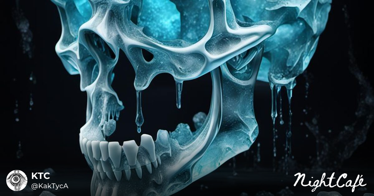 Frozen Ice Skull with Stalactite Bicycle, 8K - AI Art