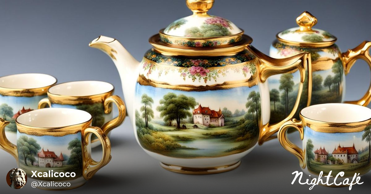 Tea Service - Imperial Austrian Tea Set with Castle Scenes