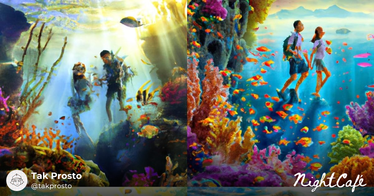 Ethereal Seabed Scene with Travelers in Fantasy St... - AI Art