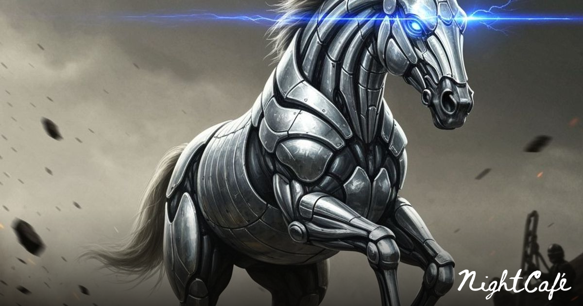 Cybernetic Warhorse Stormmane: Beast-Tech Cyber-St... - AI Art