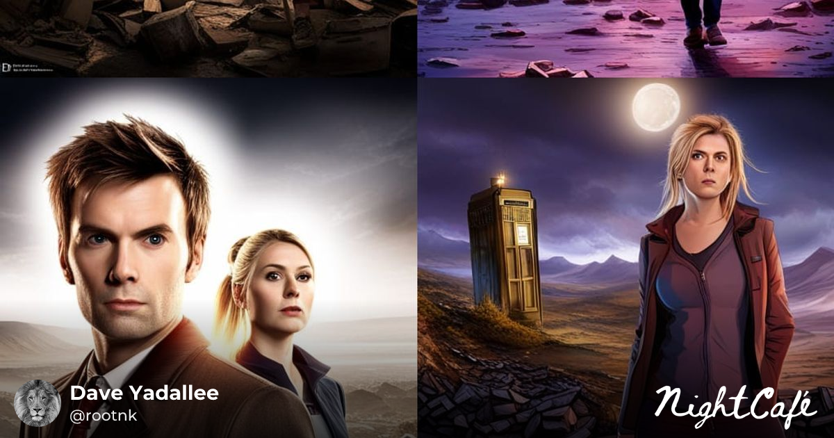 Tenth Doctor and Rose Tyler: Colouring Page Art - AI Art