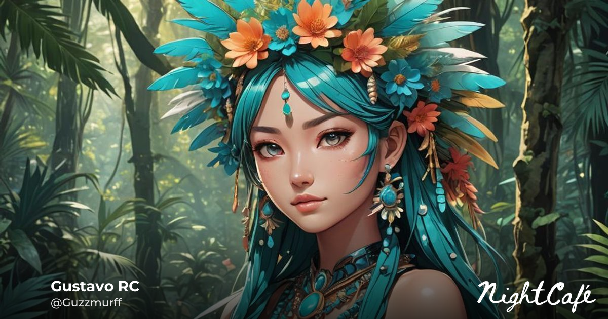 Vibrant Anime Maya Lady in Jungle Setting - AI Art
