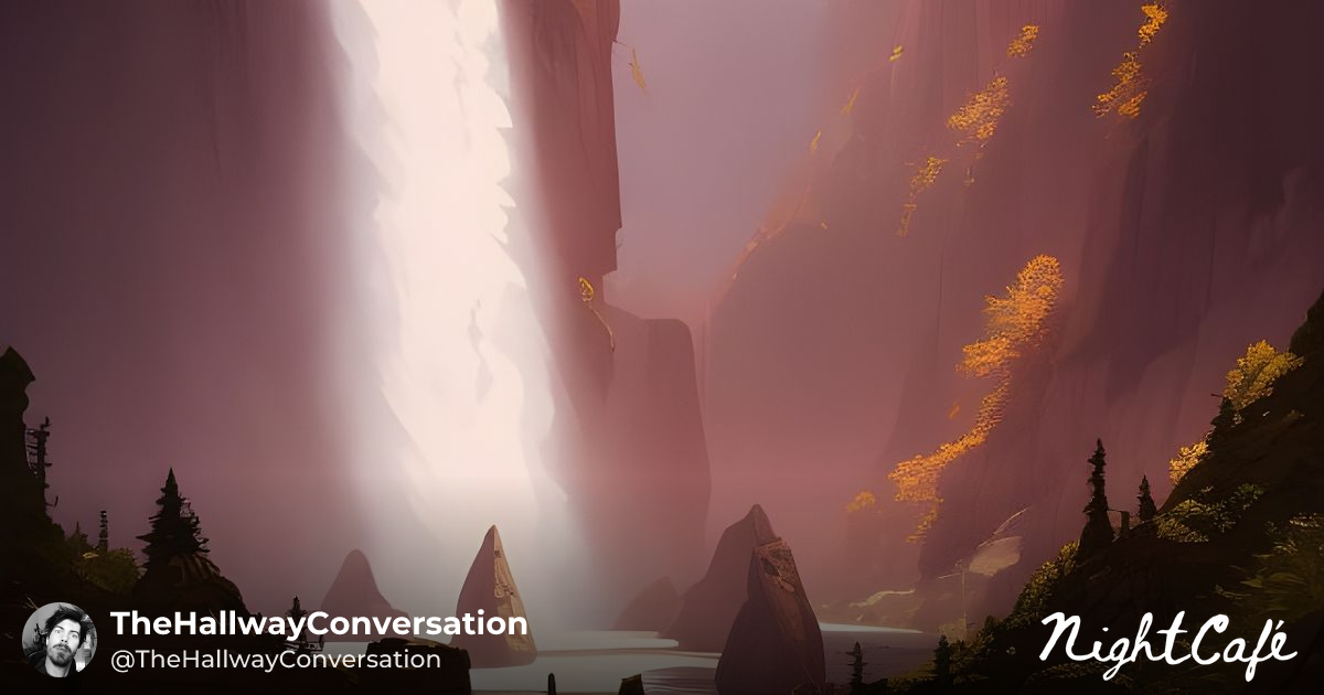 Scenic Waterfall and Mountains in Cel-Shaded Style - AI Art