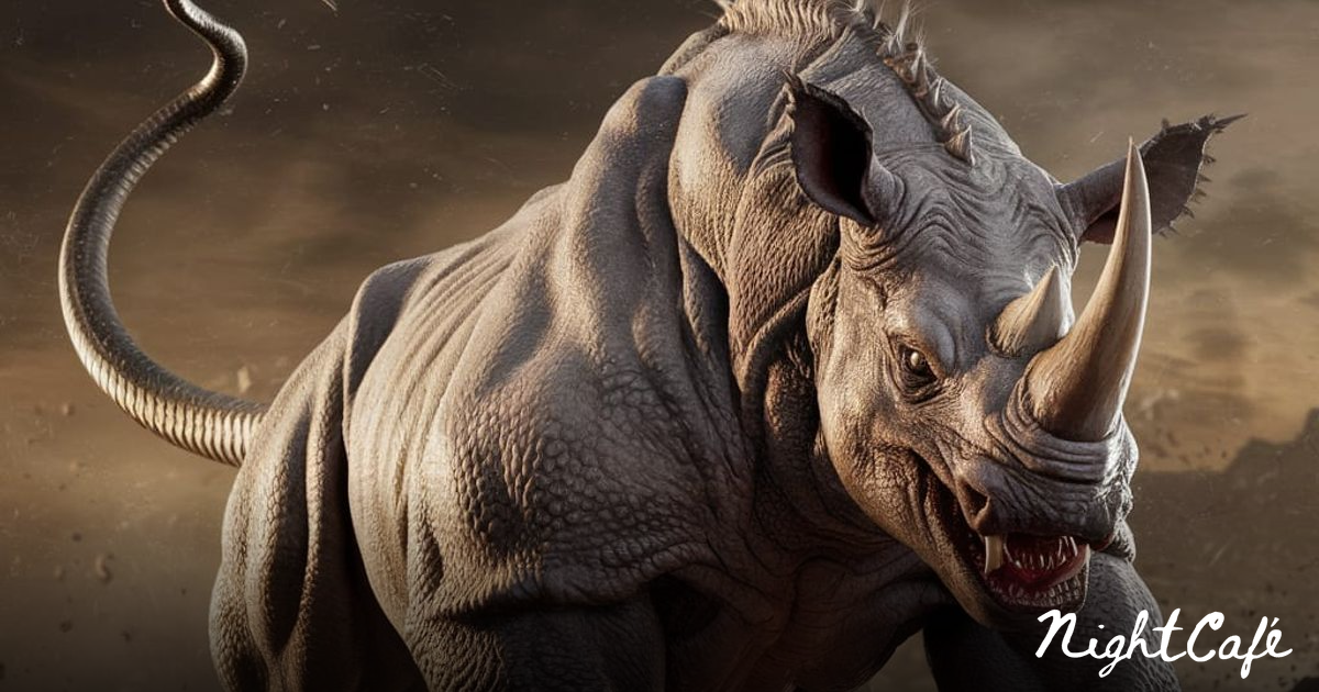 Hyper-Realistic Rhino-Snake Hybrid in Dramatic Lig... - AI Art