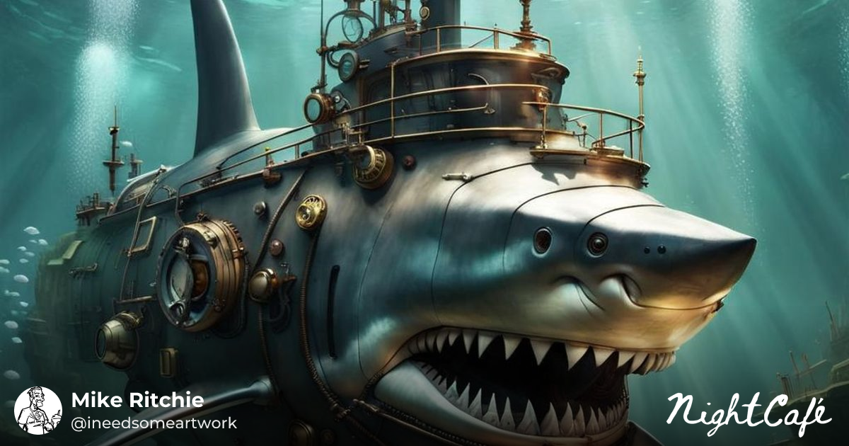 Steampunk submarine - Steampunk Shark Submarine: Epic Digita...