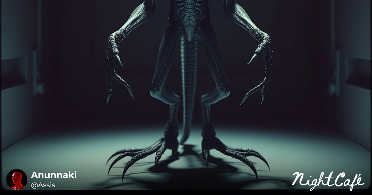 Alien Hybrid in Interrogation Room: Minimalist Sil... - AI Art