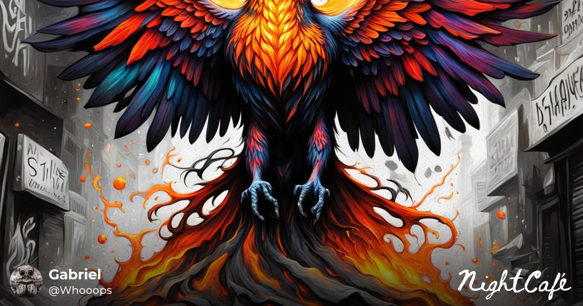 Fiery Phoenix Rising: Graffiti Art Explosion - AI Art