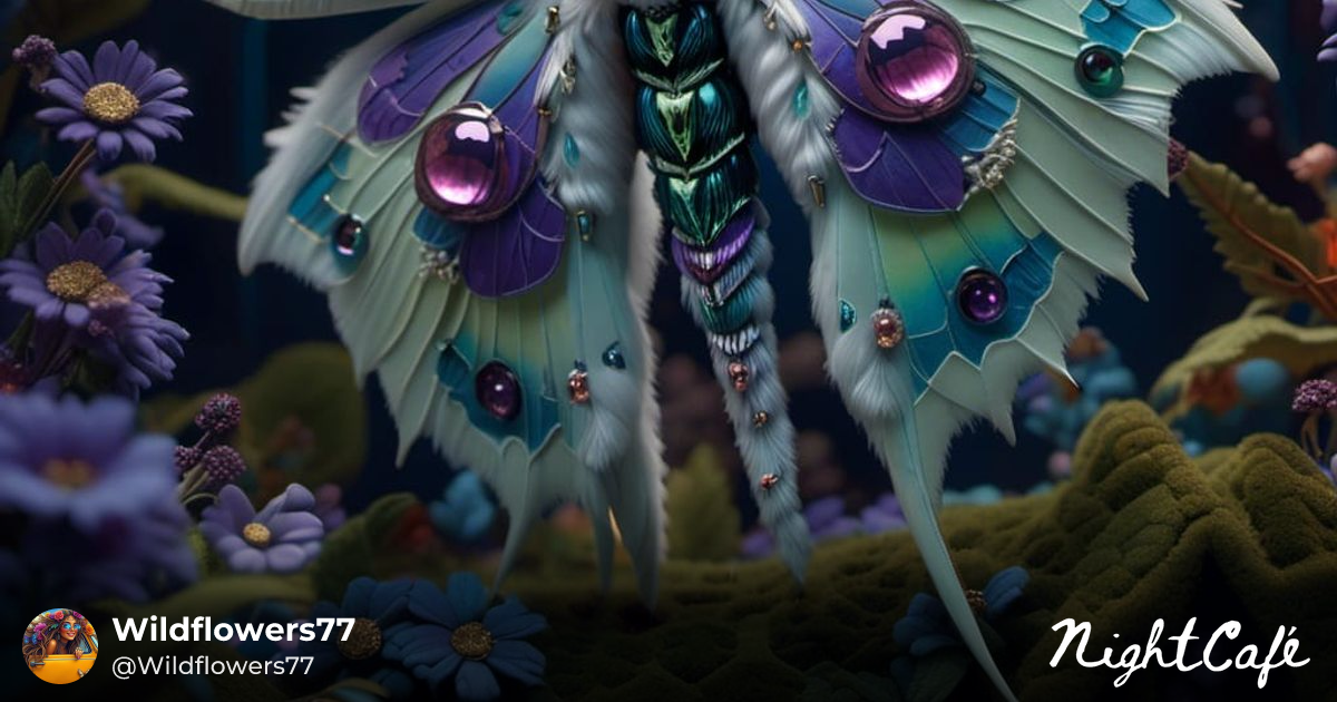 Surreal Gothic Luna Moth with Stained Glass Wings - AI Art