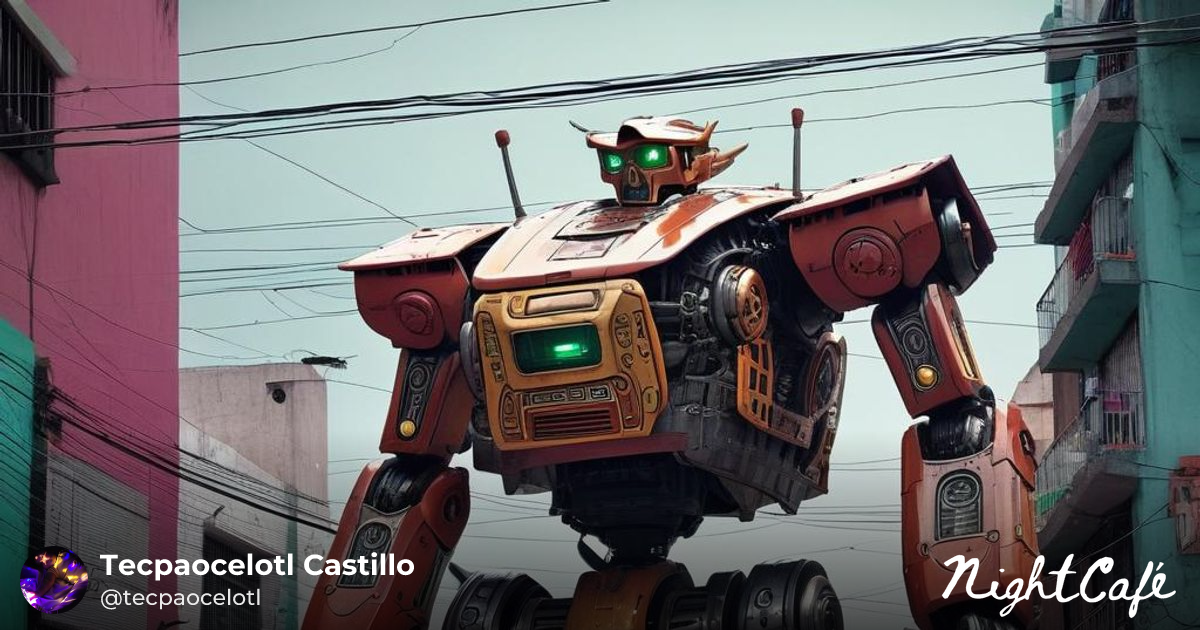 Intricate Mexican Mecha Robot Album Cover - AI Art