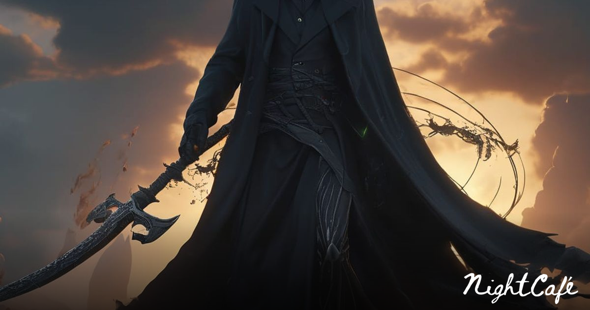 Handsome Grim Reaper Concept Art with Scythe - AI Art
