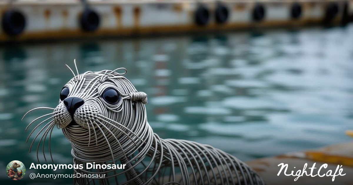 Twisted Wire Harbor Seal Sculpture - AI Art