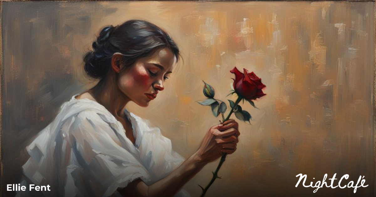 Woman with Rose in Tonal Oil Painting - AI Art