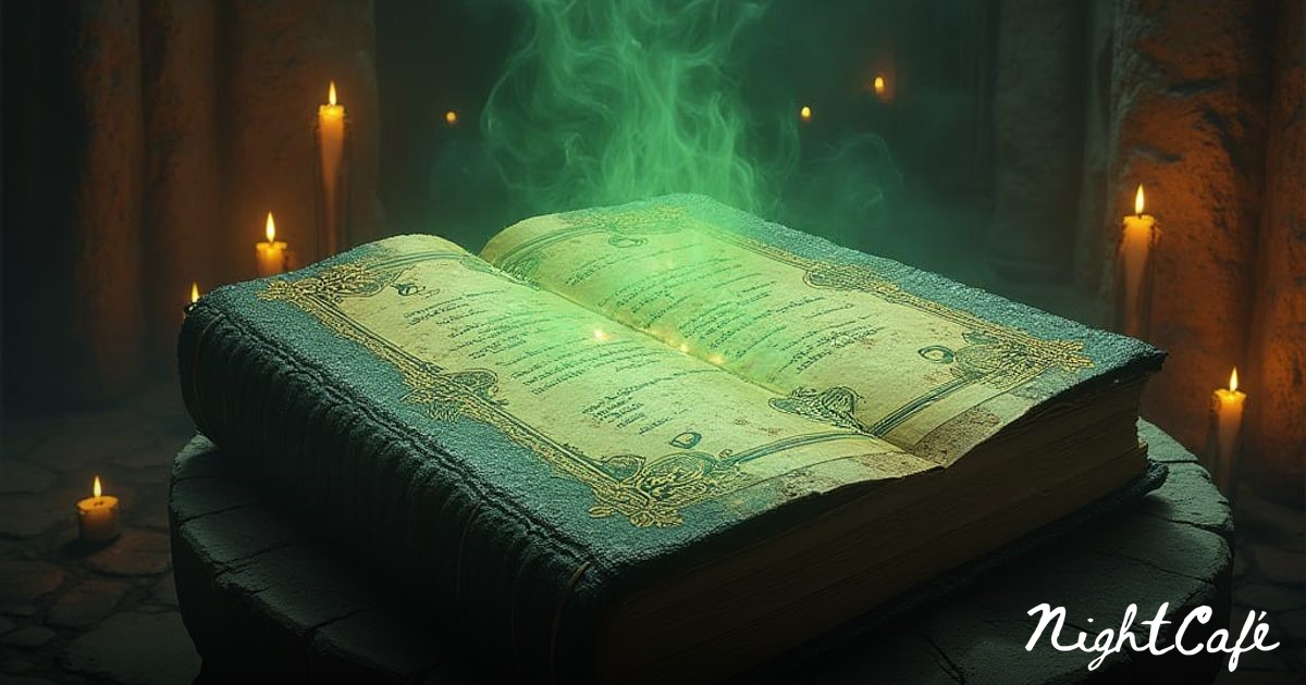 Dragon Scale Grimoire in Forgotten Crypt - AI Art