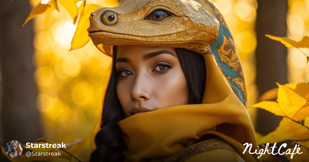 Snake Shaman - Golden Snake Shaman in Autumn Forest