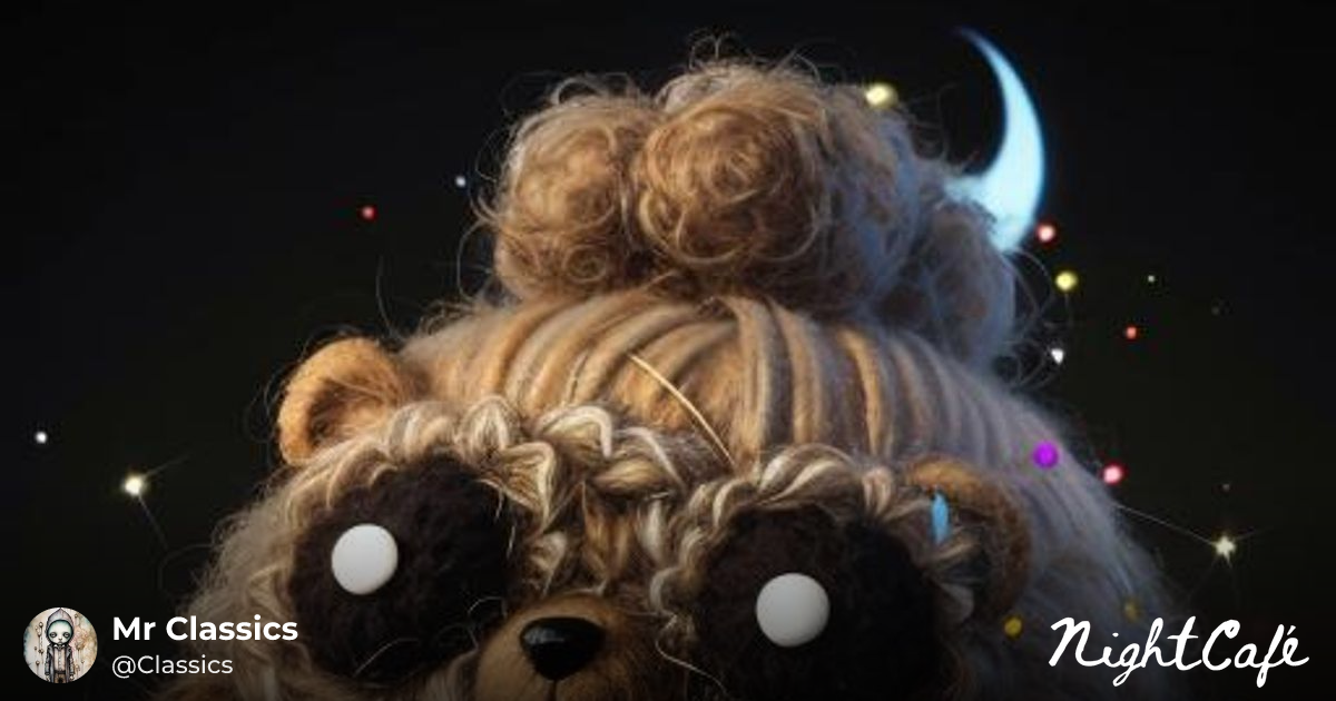 Cute Knitted Teddy Bear with Fluffy Mohawk - AI Art