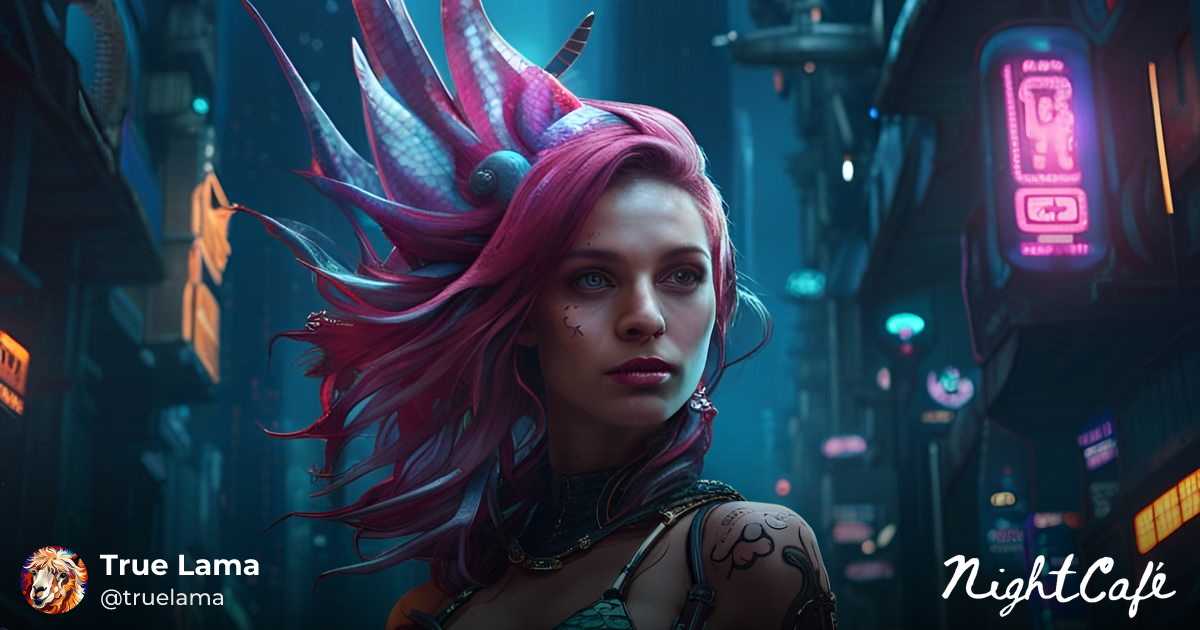 Cyber Mermaid - Cyberpunk Mermaid Fantasy Concept Art