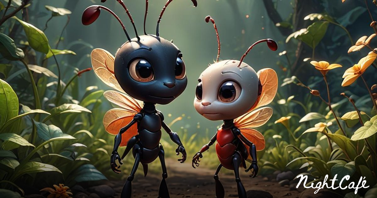 Cute Ant Child's Emotional Discovery: Fantasy Art - AI Art