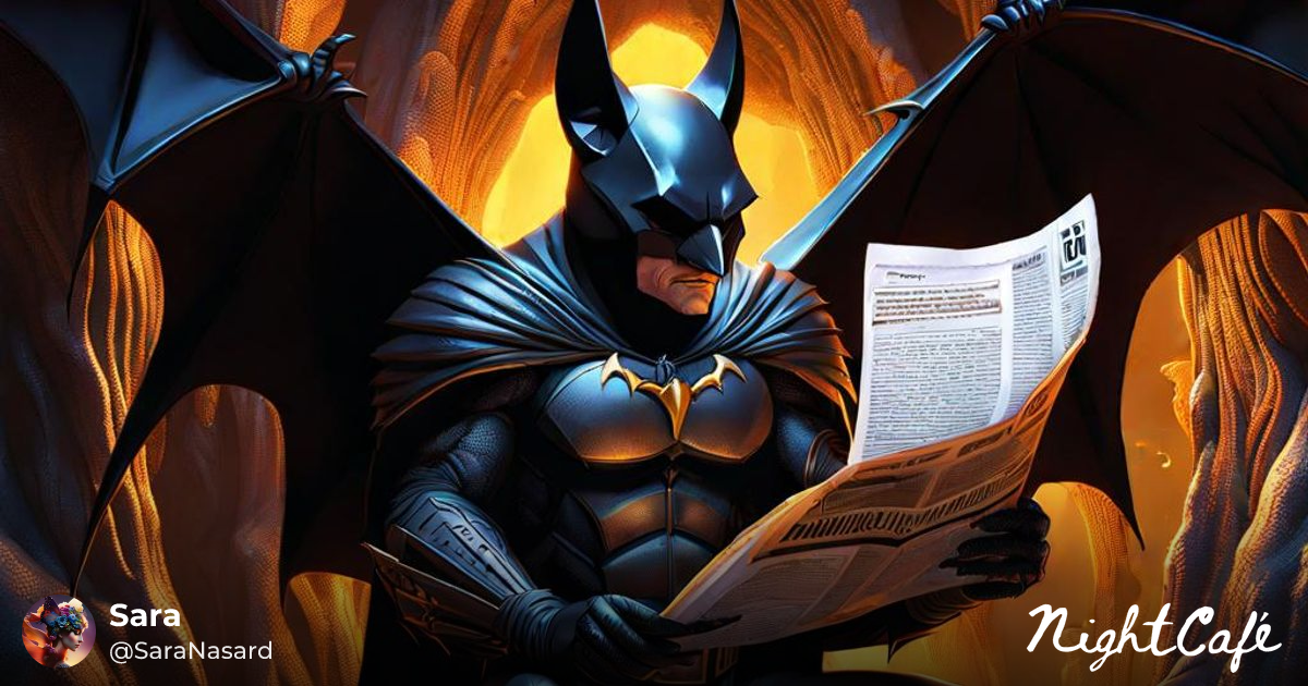 Bat Reads Newspaper in Spaghetti Crystal Cave - AI Art