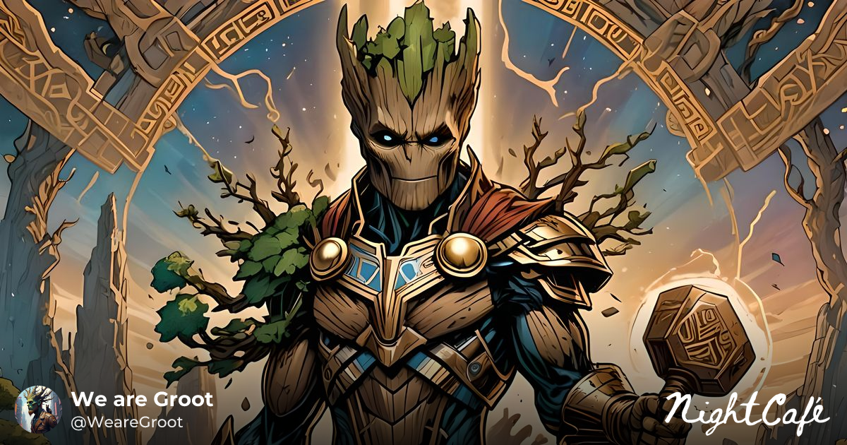 Groot is Thor - Groot as Thor: Comic Book Art