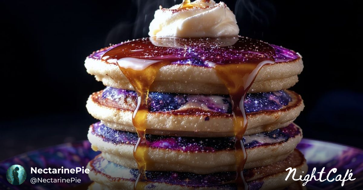 Cosmic Stack - Cosmic Pancakes with Liquid Light: Food Photo...