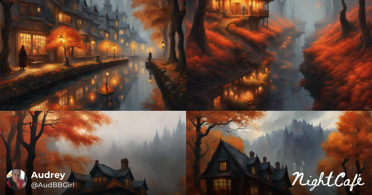 Autumnal Impression with Fog and Fire - AI Art