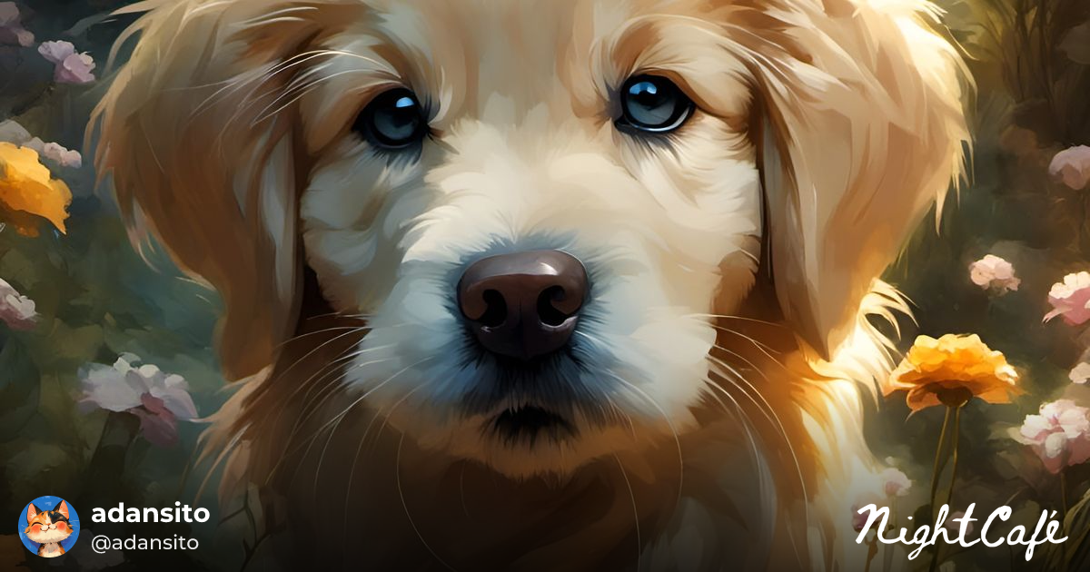 golden - Chibi Golden Retriever in Garden, Detailed 3D Art