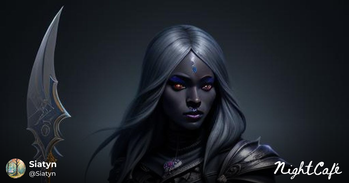 drow guardian - Ebony Drow Warrior with Crystalline Dagger