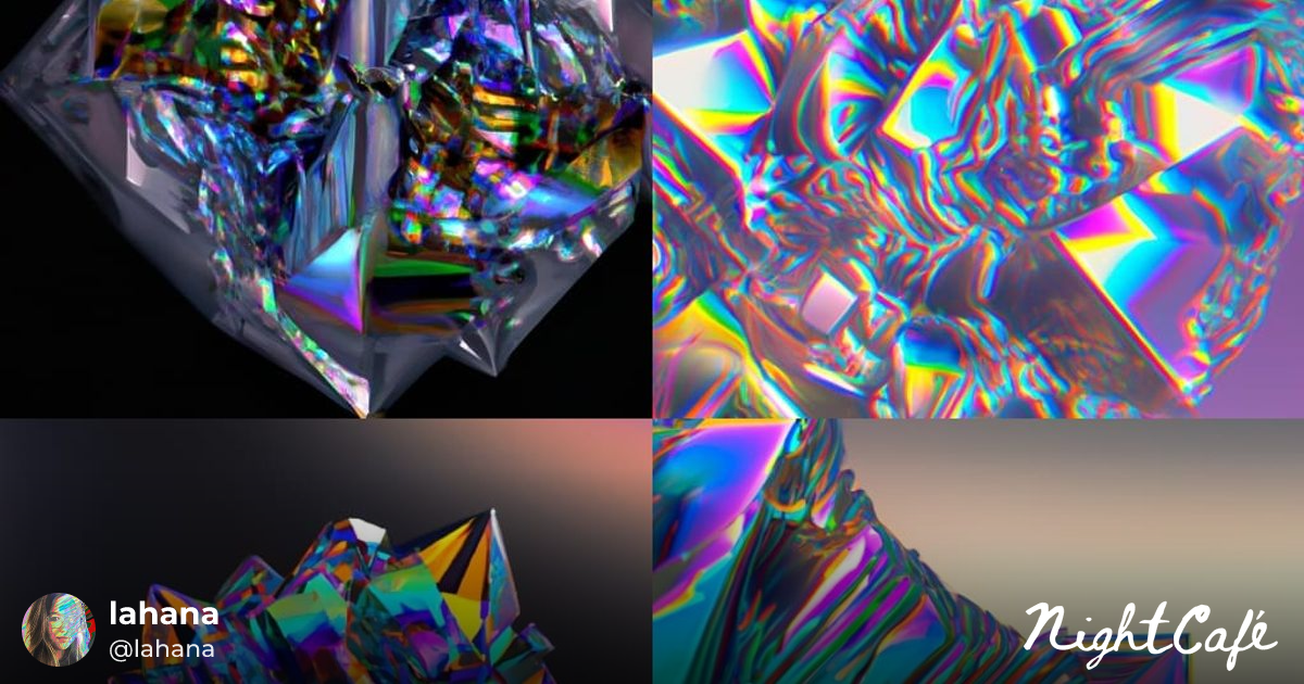Holographic Math Crystals in Retrofuturist Style - AI Art