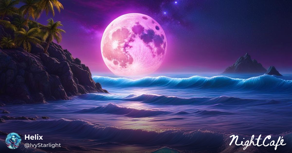 Moon above sea - Picturesque Beach Under a Galactic Moonlit ...